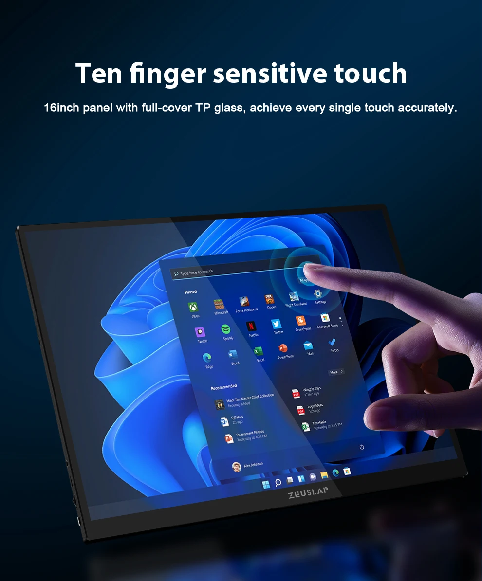 Buy ZEUSLAP P16KT Touch Screen Portable Monitor 16" 2.5K 144hz 2560* ...